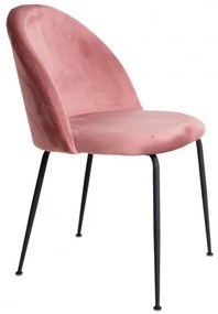 Jídelní židle  GENEVE růžový samet,černé nohy House Nordic 1001255