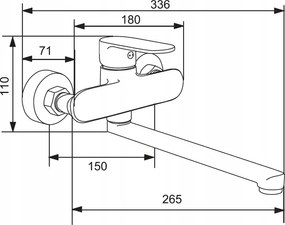 Dřezová nástěnná baterie MEXEN MILO - černá, 71335-70