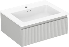 Mexen Rivel, koupelnová skříňka 60 cm s umyvadlem Otis, 1 zásuvka, drážkovaná, šedá matná/bílá, 91A20-06023-1-BF62-W18M01