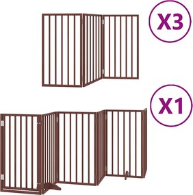 Zábrana pro psy s dvířky skládací 15 panelů hnědá 750 cm topol 3155552