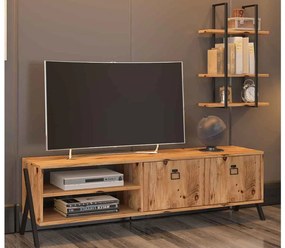TV stolek s kovovou poličkou v dekoru atlantské borovice Yanke, 150 cm