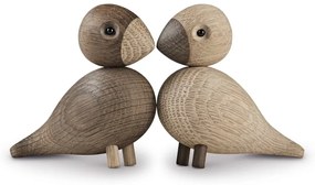 Sada 2 sošek z masivního dubového dřeva Kay Bojesen Denmark Lovebirds