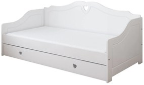 BabyBeds Dětská postel ZUZANA srdíčka Velikost postele: 180x80 cm, Barevné provedení: Bílá, Úložný prostor: Ano, s úložným prostorem Bílá