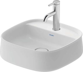 Duravit Zencha - Umyvadlo na desku, 42x42 cm, bez přepadu, otvor pro baterii, DuraCream, matná bílá 2374423271