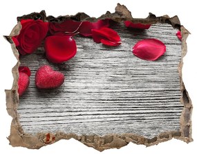 Wallmuralia Nálepka 3D díra samolepící Červené růže 95x64 cm