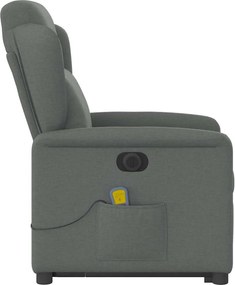 Elektrické zvedací masážní polohovací křeslo tmavě šedé textil 3303165
