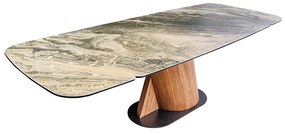 Massive home | Jídelní stůl ELEMENTS 180-260 cm rozkládací, ořechový rám s keramickou deskou, taupe béžový mramorový vzhled