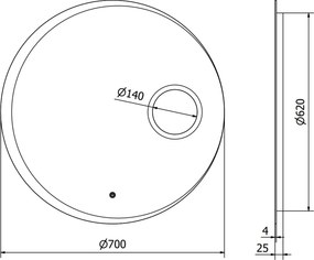 Mexen Ella osvětlené koupelnové zrcadlo s kosmetickým zrcátkem, kulaté 70 cm, LED 6000K, protimlžná