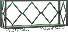 Costway Nástěnný stojan na víno s LED osvětlením a 6 řadami držáků na sklenice