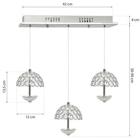 Závěsné svítidlo Venus, 3x chromové křišťálové stínítko, ch