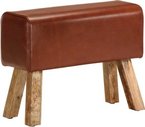 Lavice gymnastický kůň 58 cm hnědá pravá kůže a mangovník 320784