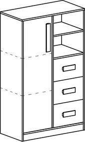 Casarredo - Komfort nábytek Dětská skříňka GULLIWER 5 bílá/tyrkys lesk