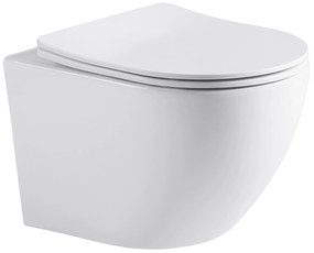 CERANO - Závěsná WC mísa Verde, Rimless + UF sedátko - bílá lesklá - 36x49 cm