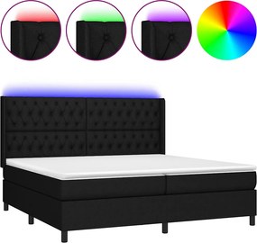Box spring postel s matrací a LED černá 200x200 cm textil 3138583