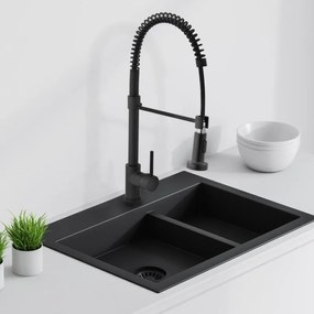 Erga Deral, dřezová baterie s flexibilním ramenem h-525, černá matná, ERG-YKA-BZ.DERAL-BLK