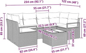 Set pohovek 7 ks 6-Počet míst Černá polyratan 3346283