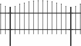 Zahradní plot s kopím nahoře ocelový 671 x 125 cm černý 277724