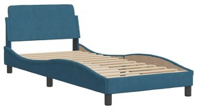 vidaXL Rám postele s čelem modrý 90 x 190 cm samet