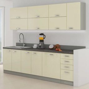 KARMEN | vysoká skříňka 60 DPM-210 2F na vestavnou troubu a mikrovlnku | 60 cm | světle šedá/krémová lesk