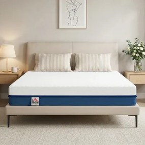 HOMCOM matrace 190x135 cm, výška 20 cm, viskoelastická matrace se zeleným čajem, střední tuhost, chladný spánek s gelovou pěnou