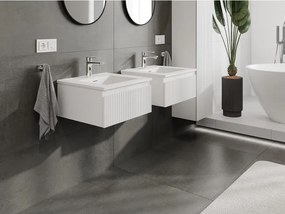 Mexen Rivel, koupelnová skříňka 50 cm s umyvadlem Otis, 1 zásuvka, drážkovaná, bílá matná, 91A20-05023-1-BF01-W18M01