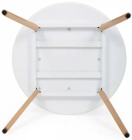 Jídelní stůl 80x80 bílý matný lak kovová kostrukce dřevěné nohy DT-316 WT