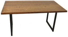 Dřevěný stůl s hranatými nohami a rovnou hranou Woco, 140x70