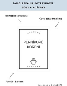 Samolepka na kořenky PERNÍKOVÉ KOŘENÍ průhledná 3 × 4 cm základní písmo