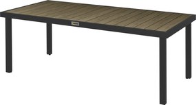 Zahradní stůl Outsunny z hliníku pro 8 osob s lamelovým vrchem na terasu a balkon 190x90x74 cm Přírodní a černá | Aosom