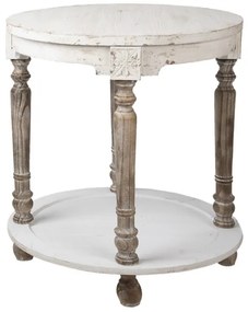 Bílo hnědý kulatý odkládací stolek Rodin – 60x68 cm