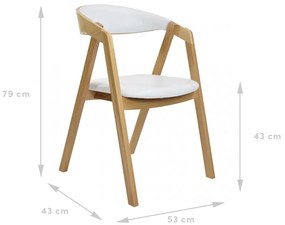 FormWood Přírodní dubové křeslo Henry s bílou koženkou II.