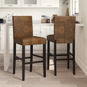 vidaXL Barové židle 2 ks masivního kaučukové dřevo a umělá kůže [4006184] Barva: Hnědo-černá