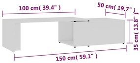 Konferenční stolek bílý 150 x 50 x 35 cm dřevotříska - Default Title