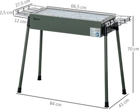 Outsunny Surový Gril z Nerezové Oceli BBQ Kouřák s Grilovací Mřížkou, Zahradní Gril pro BBQ Kempování, Terasu, Zahradu 94 x 39 x 70 cm