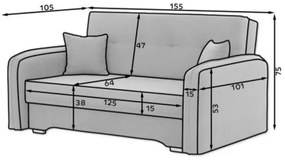 Rozkládací 2místná pohovka LAINE, světle růžová