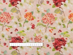 Biante Dekorační povlak na polštář PML-091 Hortenzie a lilie na růžovém 60 x 60 cm