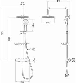 Mexen KT05 sprchový set s termostatickou baterií Kai, černá, 771500593-70