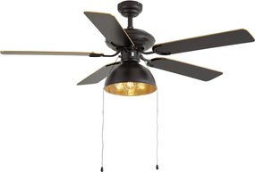 Stropní ventilátor černý s béžovou barvou 130 cm s tahovým spínačem - Mistral Magna