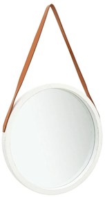 Nástěnné zrcadlo s popruhem 50 cm bílé - Default Title