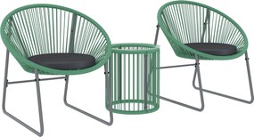 Outsunny Sada Zahradního Nábytku z Poly Rattanu, Zahradní Nábytek na Balkon pro 2 Osoby, 3-dílná Bistro Sada se 2 Židlemi, Bočním Stolkem, Polstry na