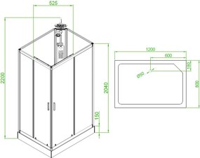 Terra Hydromasážní box ALMA-L 120x80 levý