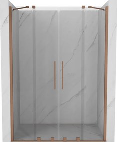 Mexen Velar Duo, posuvné dveře do otvoru 140x200 cm, 8mm čiré sklo, měděná matná, 871-140-000-02-65