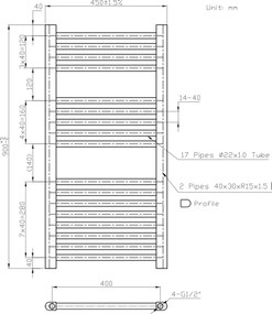 Novaservis - Koupelnový žebříkový radiátor 365W/230V 90x45 cm bílá rovný