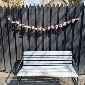 3D jarní dekorace girlanda květinová, 220 × 15 cm, růžová, Sakura