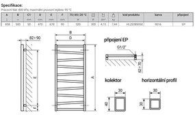 House Level Zet HLZE0850509016EPO Radiátor elektrický 85,8x50 cm, tyč ONE vpravo, bílá