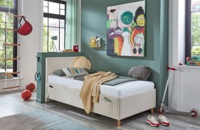 Béžová manšestrová postel Meise Möbel Cool 120 x 200 cm s úložným prostorem