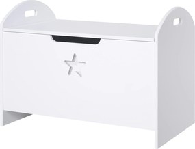 HOMCOM Dětský úložný box na hračky s flipovým víkem a bezpečnostním mechanismem 62x40x46,5 cm Prostorný prostor nosnost 20 kg Bílá
