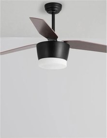 NV 5260251 Stropní ventilátor se světlem MONSOON tělo z oceli matná černá a sklo 3ABS dřevěné listy LED 18W 3000K - NOVA LUCE