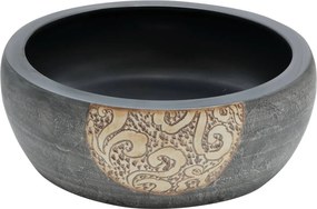 Umyvadlo na desku černé a hnědé kulaté Φ 41 x 14 cm keramika 155060