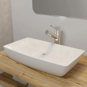 Luxusní keramické obdelníkové umyvadlo - 71 x 39 cm - bílé 140691